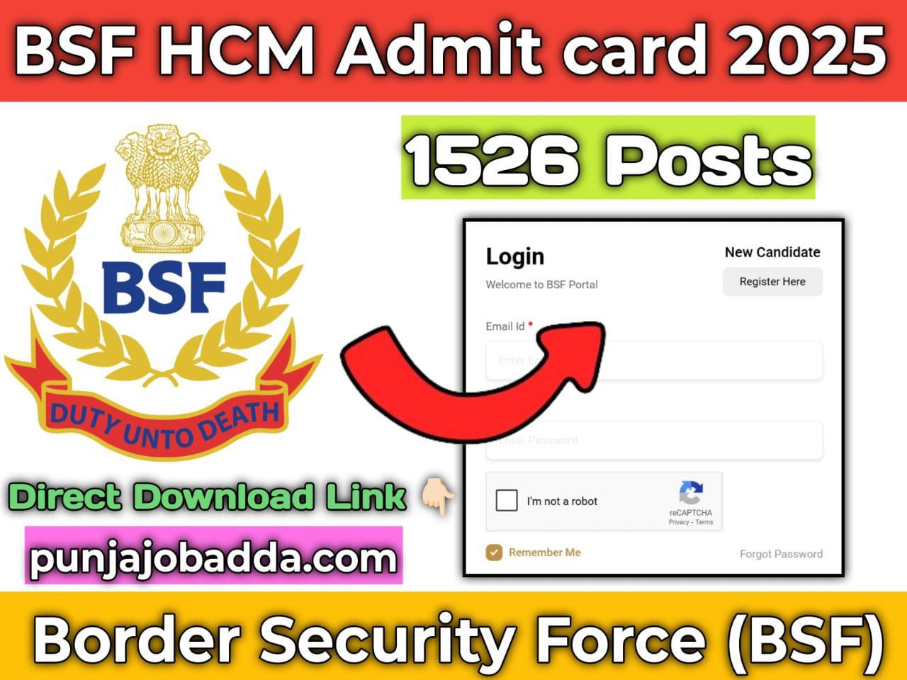 BSF HCM Admit Card 2025, PST/PET Hall Ticket out - PunjabJobAdda