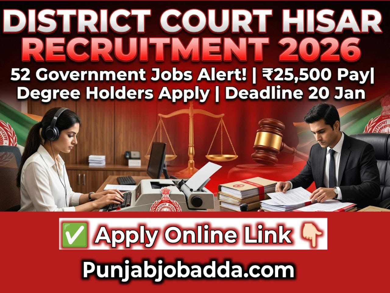District Court Hisar Recruitment 2026: 52 Stenographer jobs, important ...