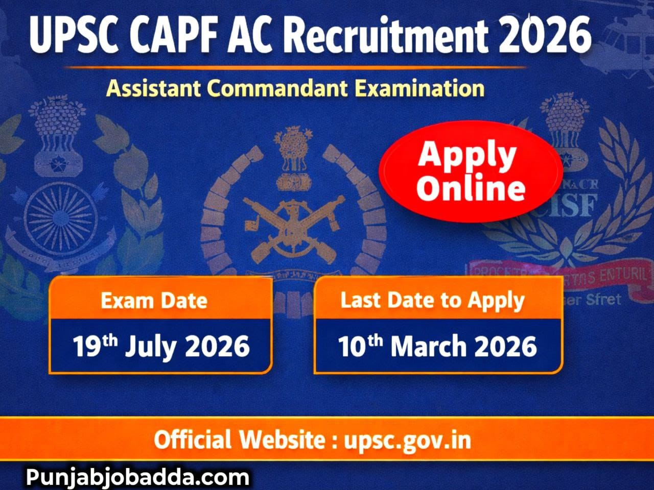 UPSC CAPF AC Recruitment 2026 – Apply Online for Assistant Commandant ...