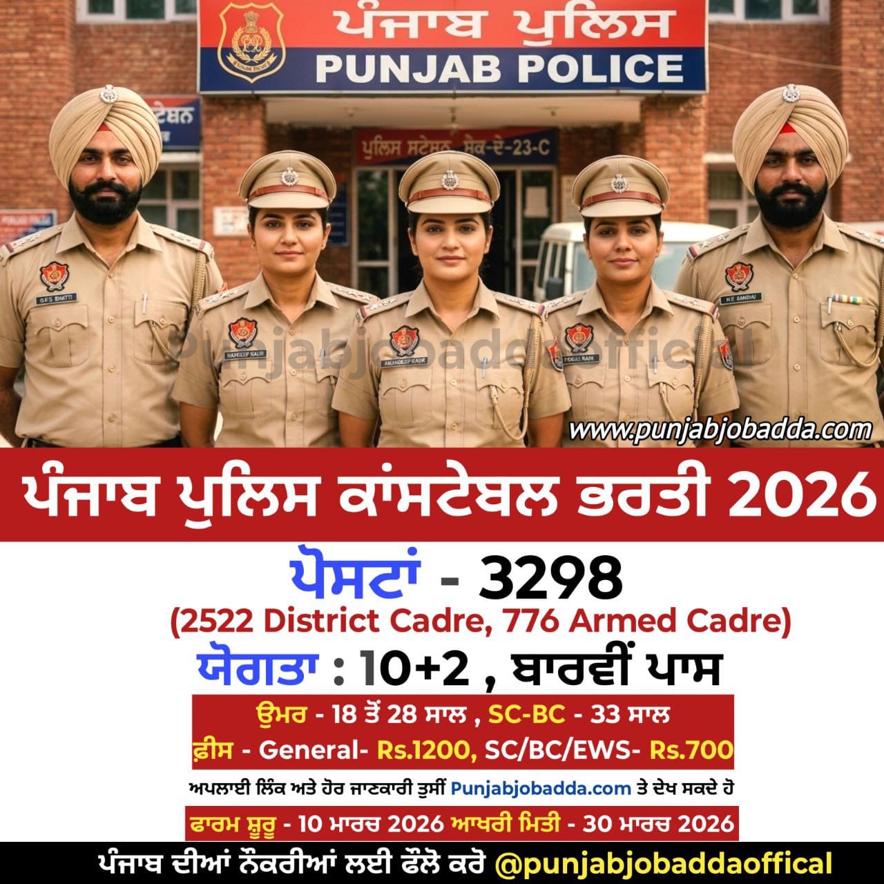 Punjab Police Constable Recruitment 2026 – Apply Online for 3298 Posts ...