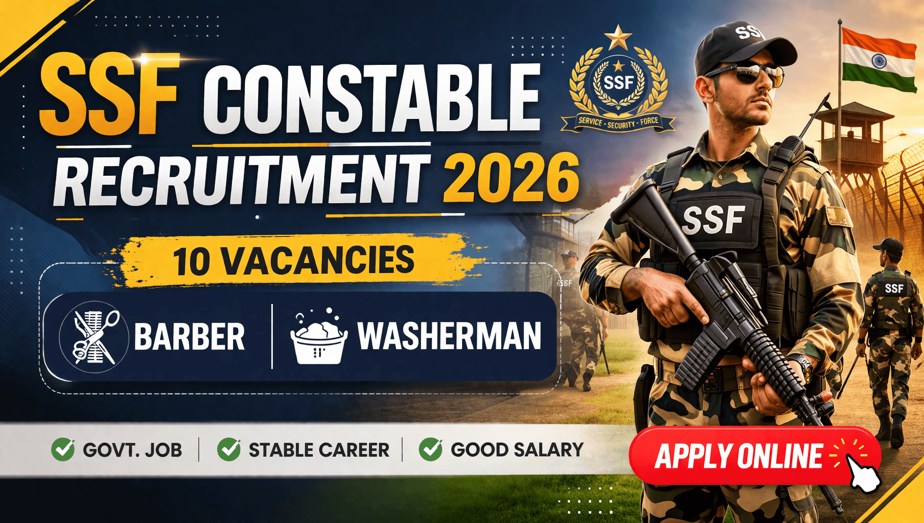 SSF Constable Recruitment 2026, 10 Posts, Important Dates, Eligibilty ...